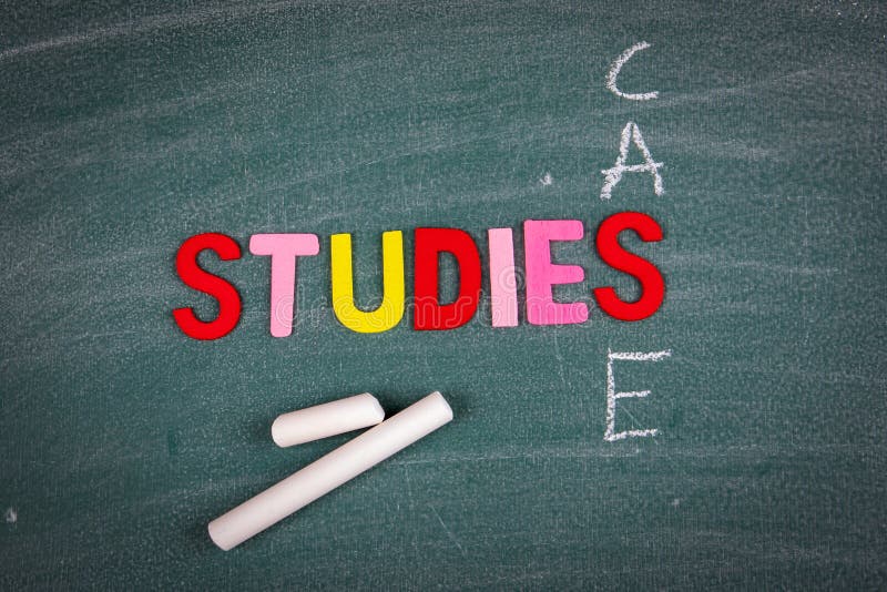 Case Studies Concept. Colored Letters on a Green Chalk Board Stock ...