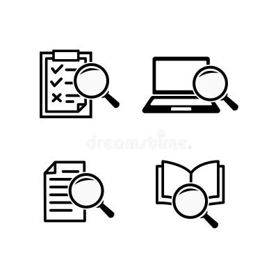Case Studies Icons Set. Vector Search Icon Stock Vector - Illustration ...
