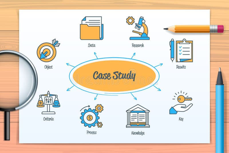 Case Study Chart with Icons and Keywords Stock Illustration ...