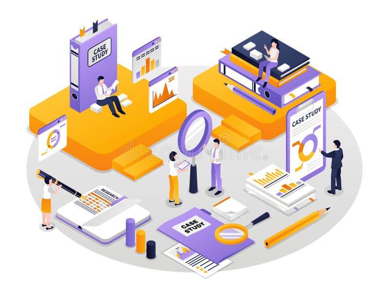 Case Study Composition in Isometric View Stock Illustration ...