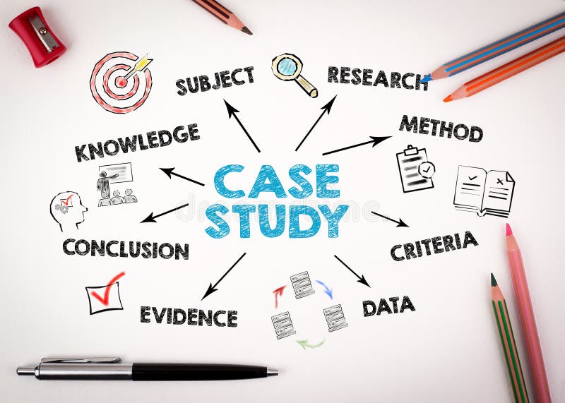 Case Study Concept. Chart with Keywords and Icons Stock Photo - Image ...