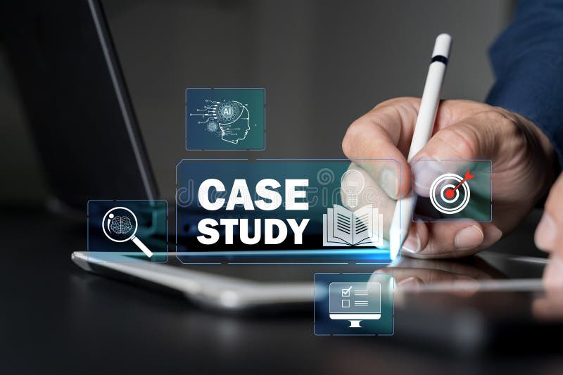Case Study Education Concept, Business Person Hand Touching Case Study ...
