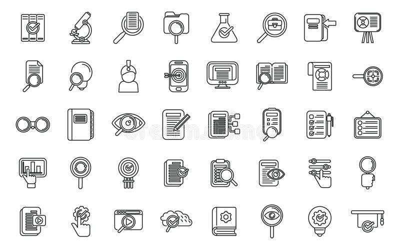 Case Study Icons Set Outline Vector. Study Platform Stock Illustration - Illustration of ...
