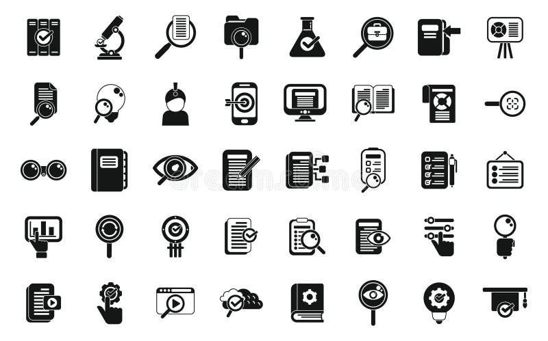 Case Study Icons Set Simple Vector. Study Platform Stock Vector ...