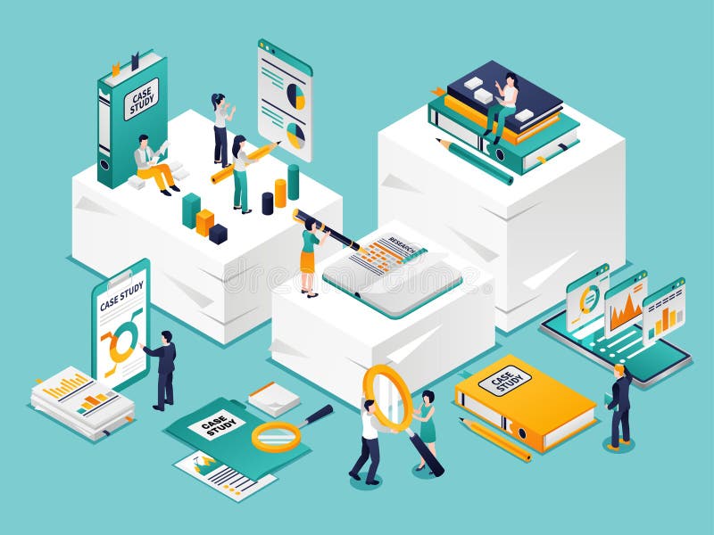 Case Study Illustration in Isometric View Stock Illustration ...