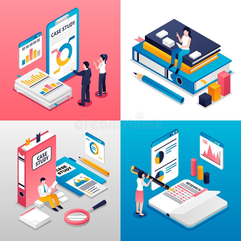 Case Study Illustrations in Isometric View Stock Illustration ...