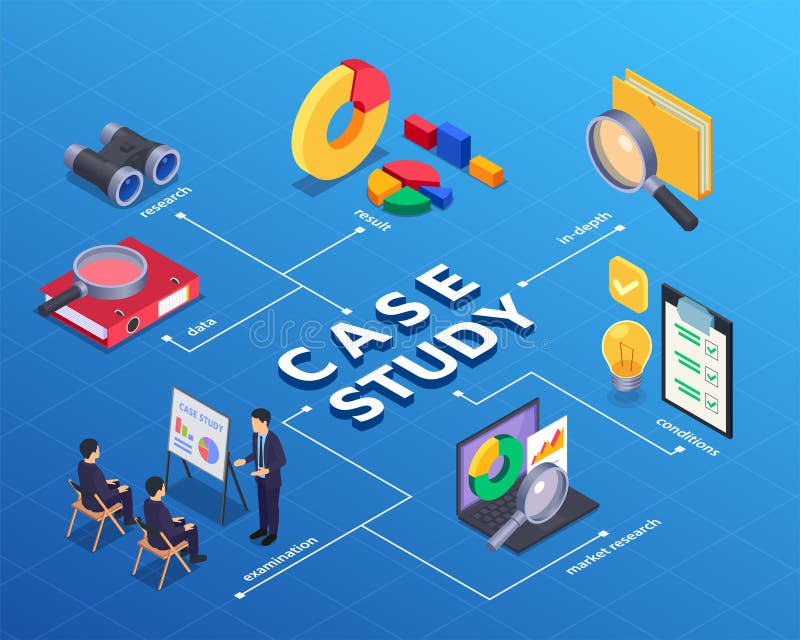 Case Study Infographics in Isometric View Stock Illustration ...