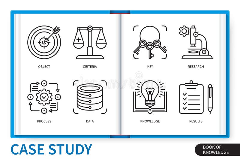 Case Study Chart with Icons and Keywords Stock Illustration ...