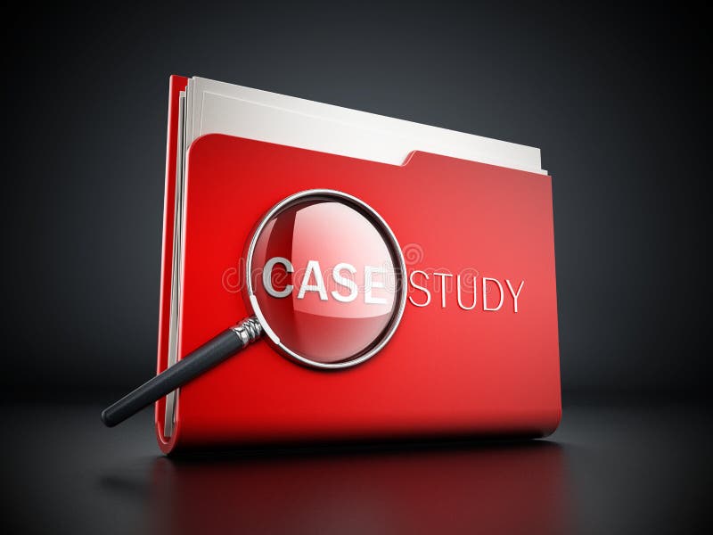 Case Study Text Under Magnifying Glass. 3D Illustration. Stock ...