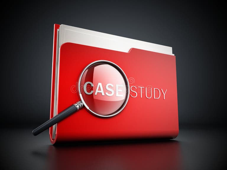 Case Study Text Under Magnifying Glass. 3D Illustration. Stock ...
