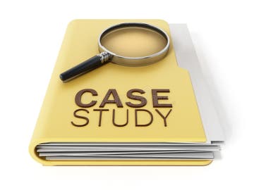 Case Study Text Under Magnifying Glass. 3D Illustration. Stock ...