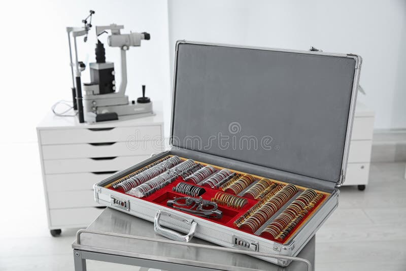 Case with Trial Lens Set on Table, Closeup. Stock Photo - Image of ...