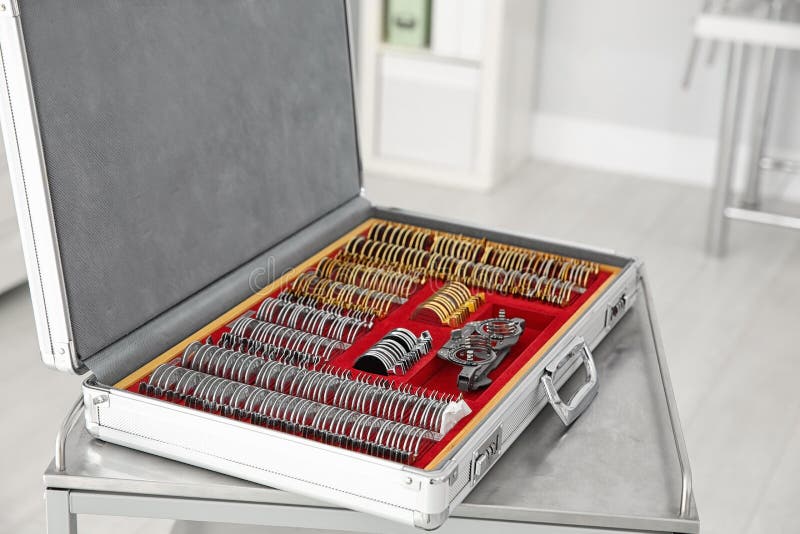 Case with Trial Lens Set on Table Stock Image - Image of diagnostic ...