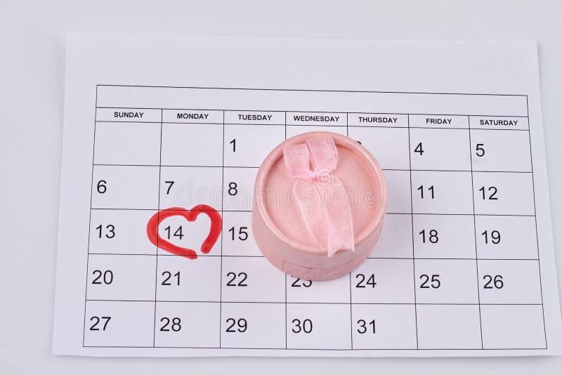 Case for Wedding Ring and Calendar with Marked Date. Stock Photo ...
