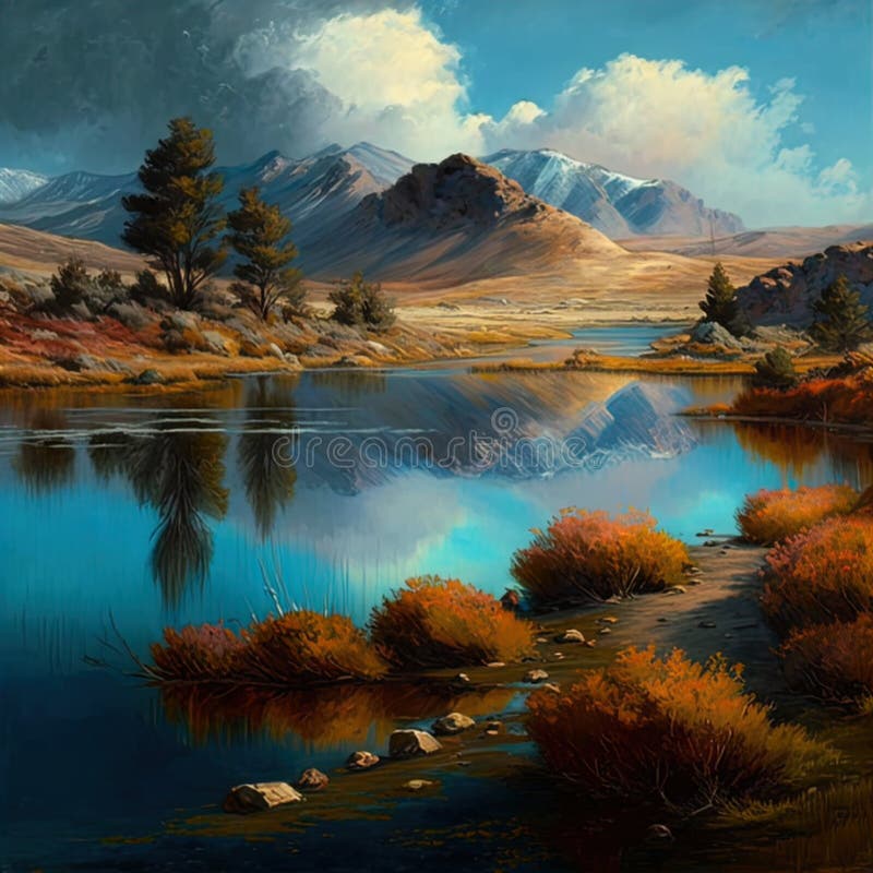 Casein paint Landscape Art stock illustration. Illustration of scene ...