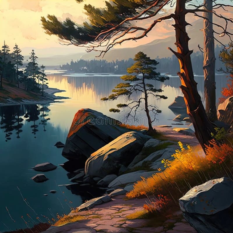 Casein paint Landscape Art stock illustration. Illustration of painting ...