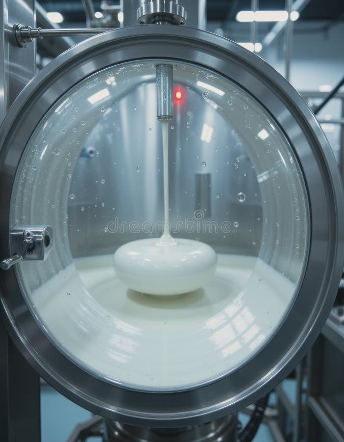 Casein Separator Spinning Behind a Glass Panel in a Dairy Processing ...