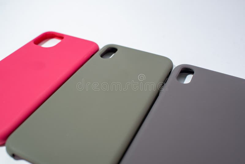 Cases for Smartphones in Different Colors on a White Background. Stock ...