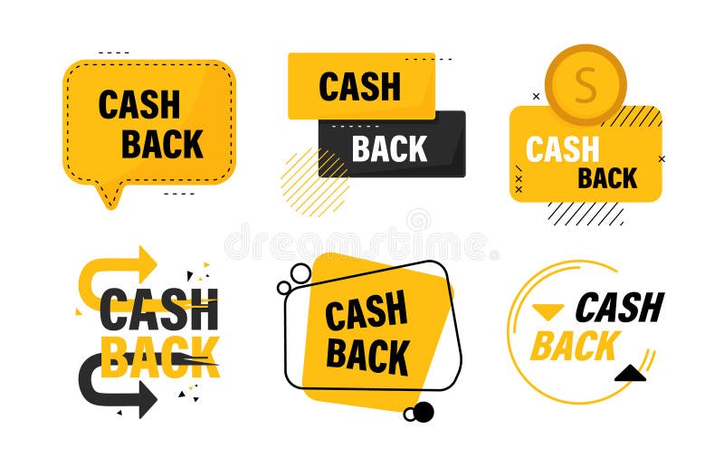 Cash Back Label Collection. Orange Cash Back Promotion Tags Stock ...