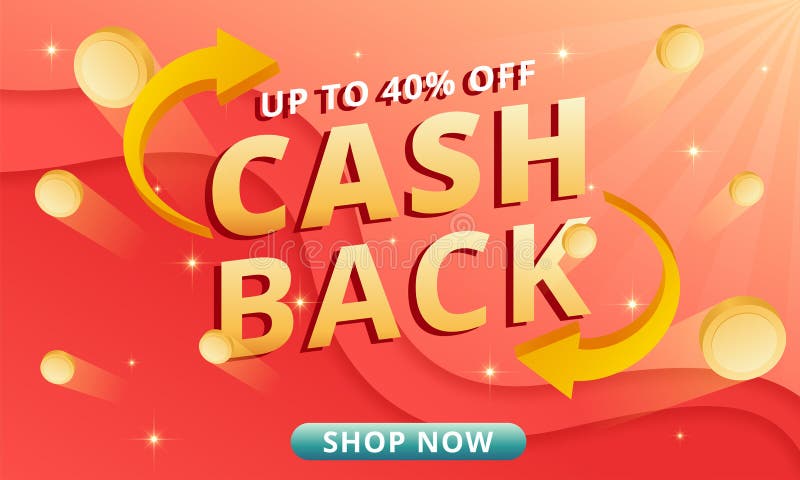 Cash Back Offers Vector Banners with Flying Coins Stock Vector ...