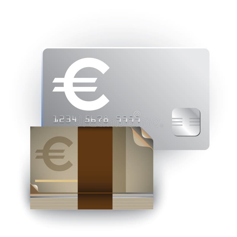 Cash Card and Currency Notes. Vector Illustration Decorative Design ...