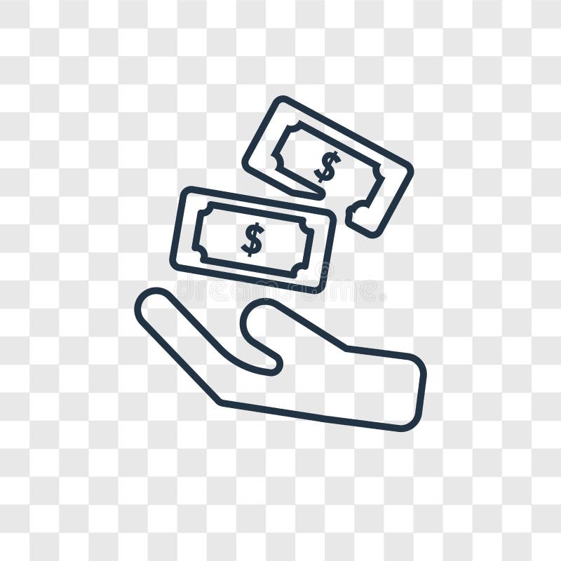 Cash Concept Vector Linear Icon Isolated on Transparent Background ...