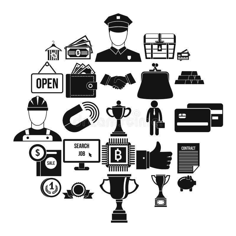 Cash Costs Icons Set, Simple Style Stock Vector - Illustration of ...