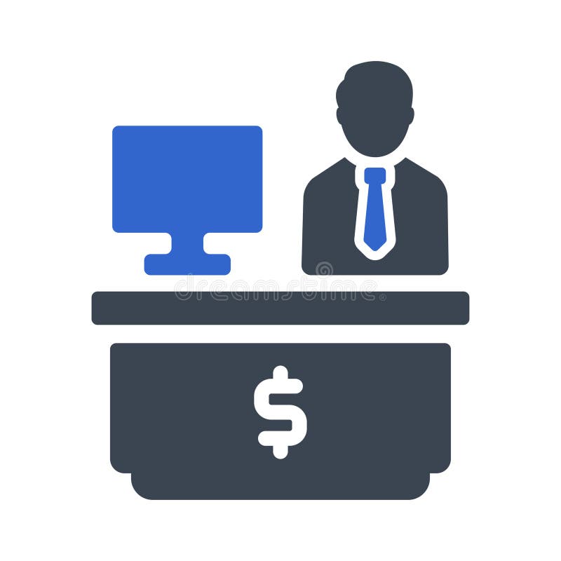 Cash counter icon stock vector. Illustration of officer - 340727661