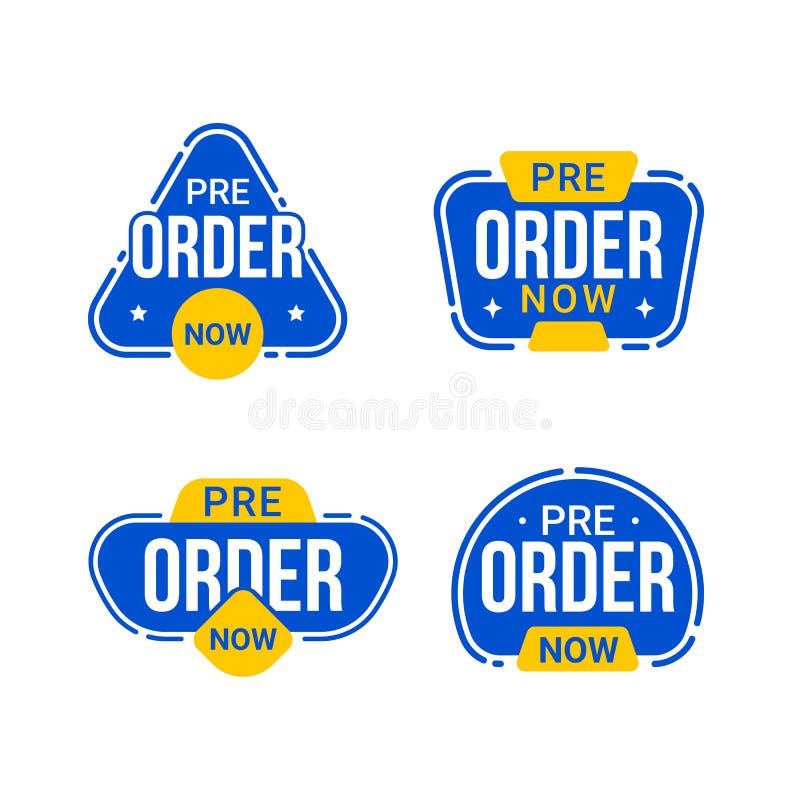 Pre Order Now Label Badges Collection Flat Vector Design Stock Vector ...