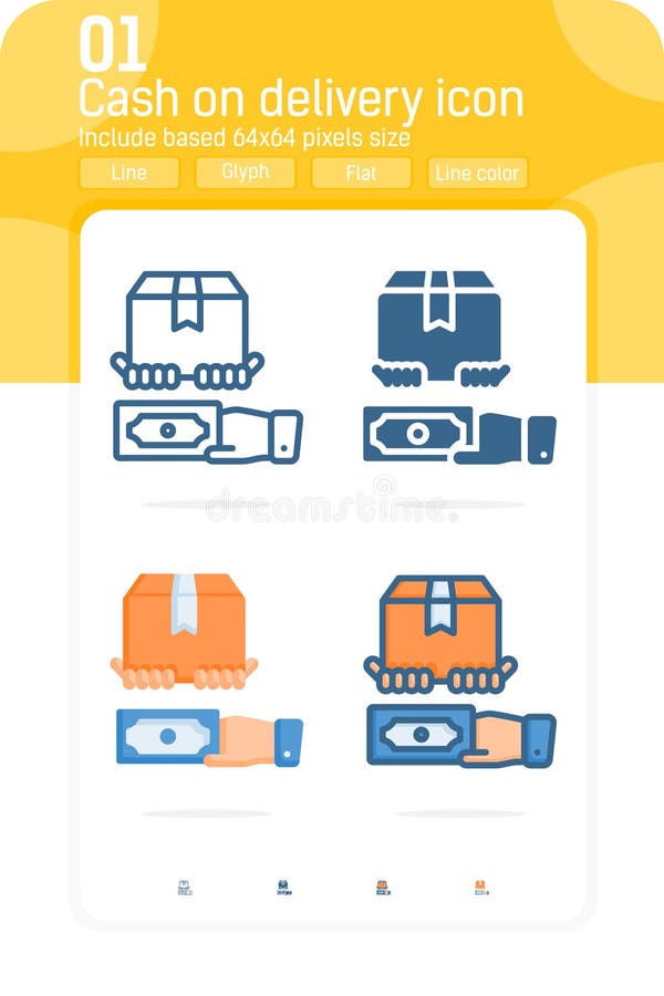 Delivery Icon with Multiple Style Isolated on White Background. COD ...