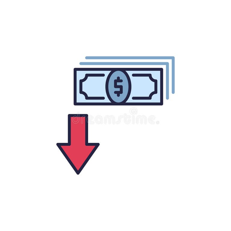 Cash Devaluation Vector Currency Value Lowering Concept Colored Icon ...