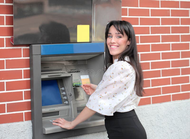 Cash dispenser stock image. Image of girl, woman, caucasian - 24086847