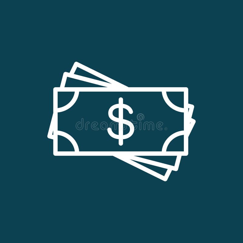 Cash, Dollar, Money Icon on Blue Background Stock Illustration ...