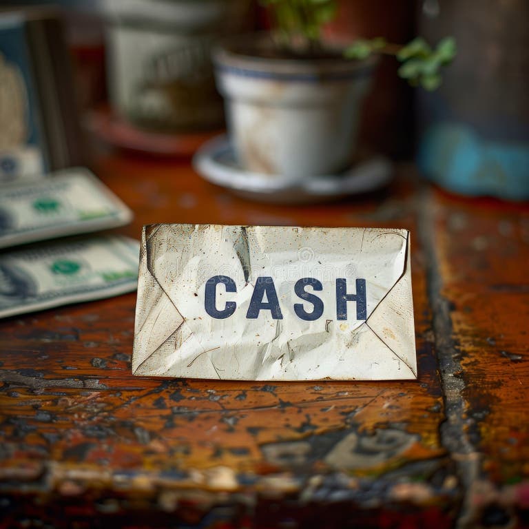 Cash Envelope Package with Cash Label on Table for Secure and ...