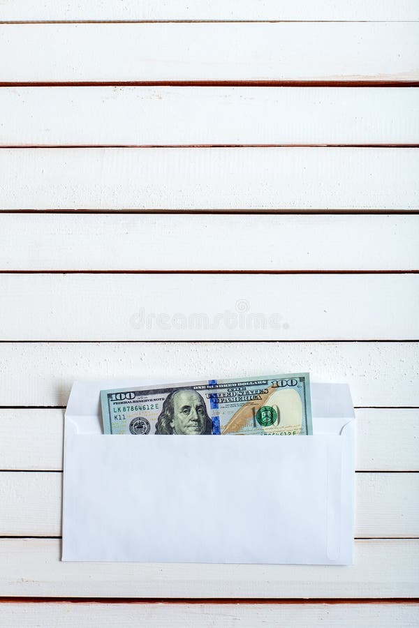 Cash in an Envelope on White Wooden Table. Stock Photo - Image of paper ...