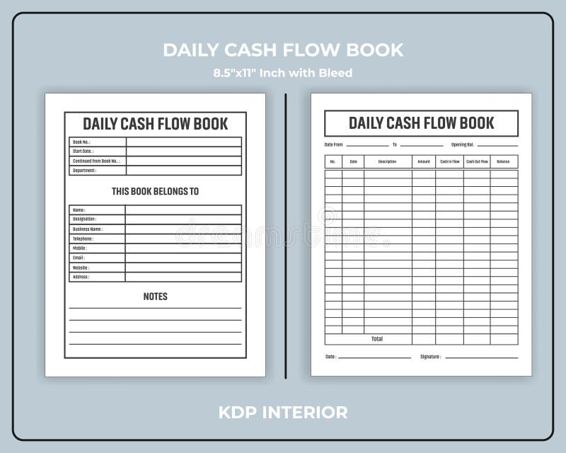 Daily Cash Flow Book KDP Interior Stock Vector - Illustration of cash ...
