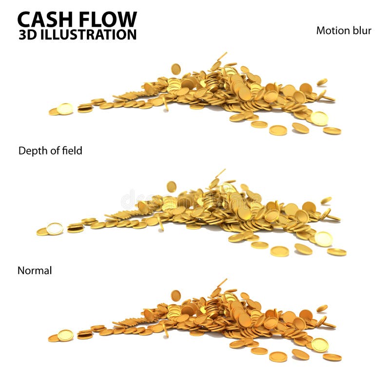 Cash Flow 3d Coins Gold Illustration 3 in One Stock Illustration ...