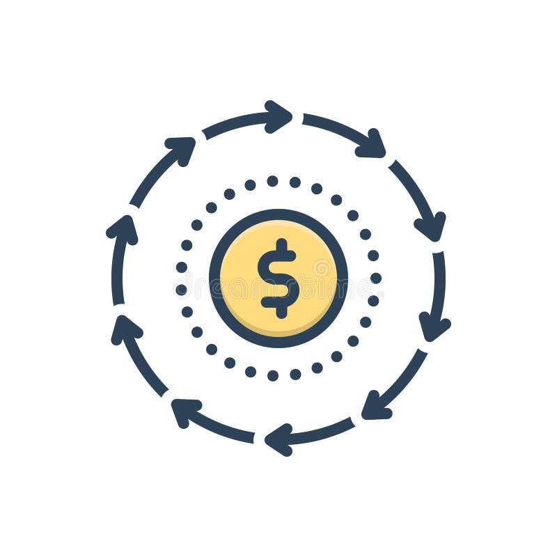Color Illustration Icon for Cash Flow, Money Transfer and Financial ...
