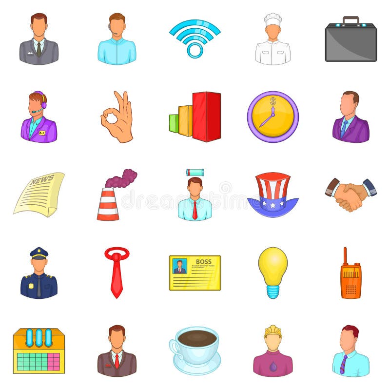 Work Flow Icons Set, Cartoon Style Stock Vector - Illustration of deal ...
