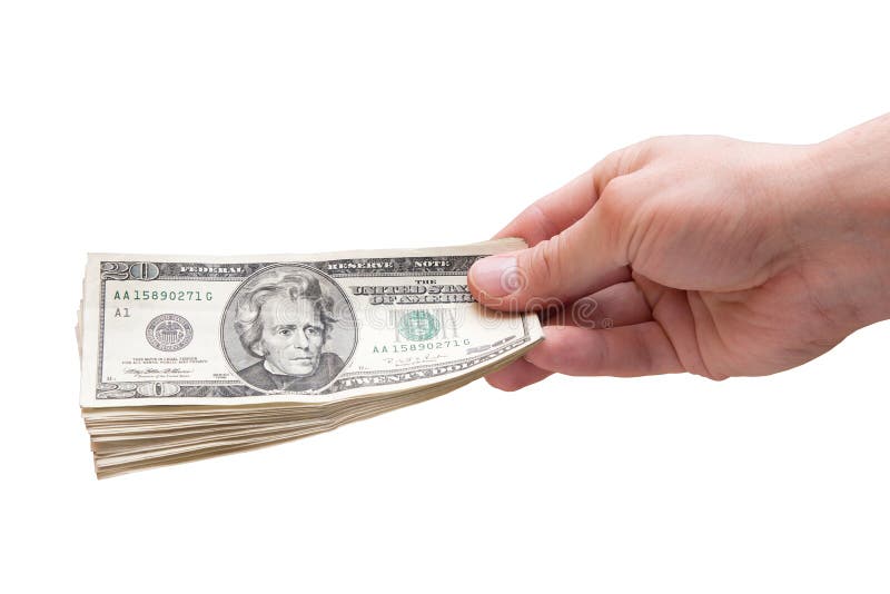 Cash in hand stock photo. Image of fingers, twenty, green - 39158660