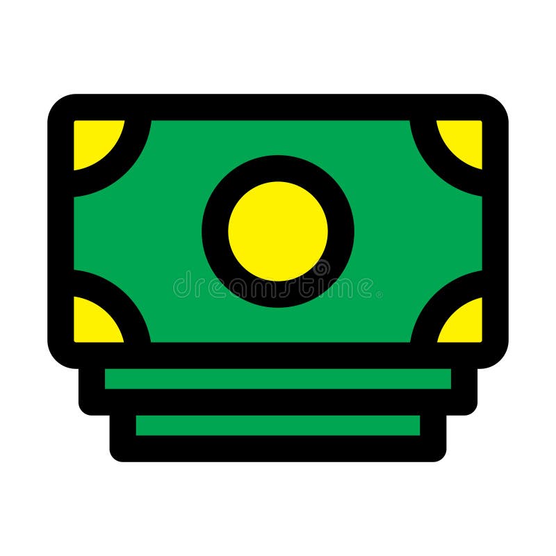 Cash Icon Line Isolated on White Background. Black Flat Thin Icon on ...