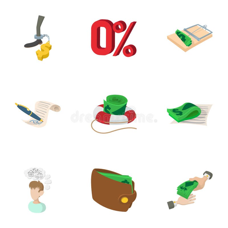 Zero Percent Icon, Cartoon Style Stock Illustration - Illustration of ...