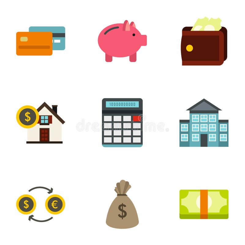 Cash icons set, flat style stock vector. Illustration of full - 80646096