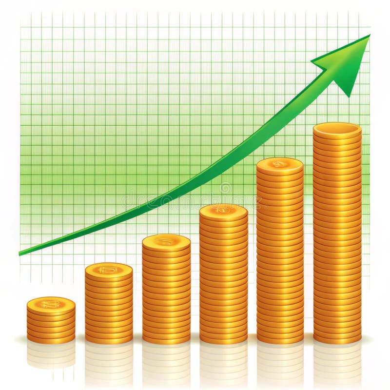 Cash Income Growth Chart Representing Financial Progres Stock ...