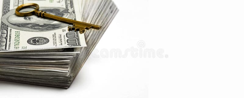 Cash and Key for Wealth and Riches Stock Photo - Image of purchase ...