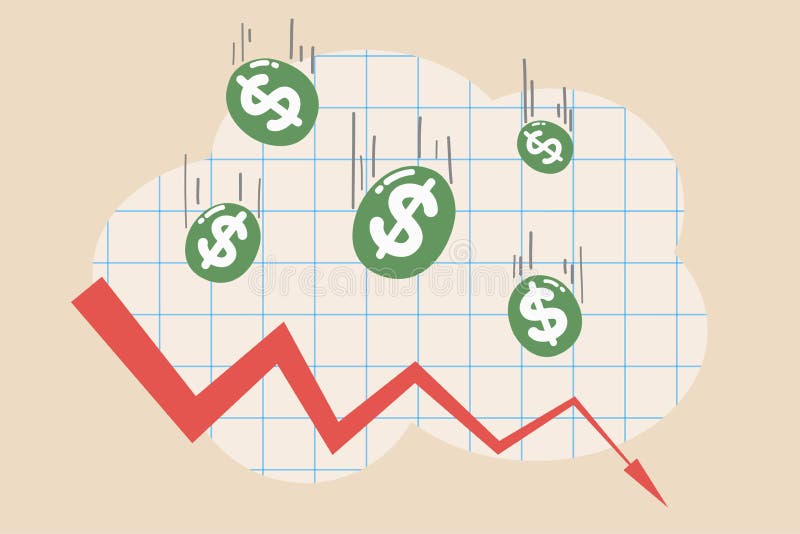Cash Loss Graph. Finance Inflation Schedule, Money Loss and Decrease in ...
