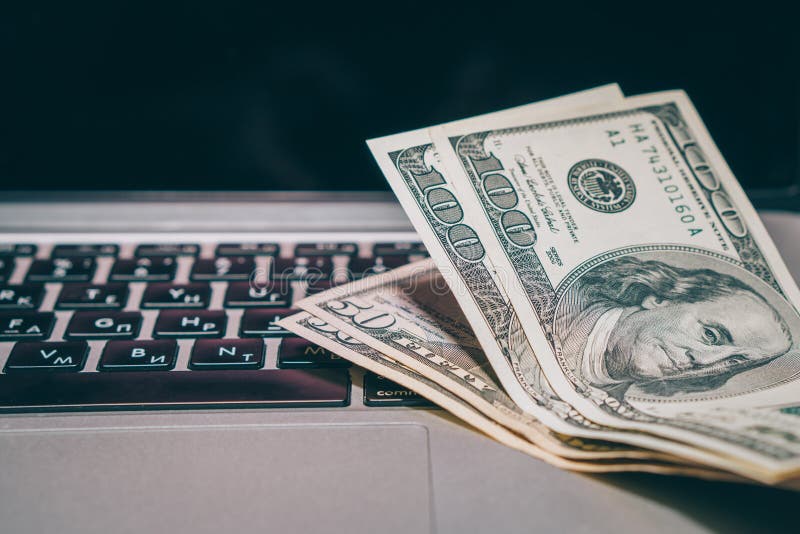 Cash Lying Near a Computer, Close-up Stock Photo - Image of cash, money ...