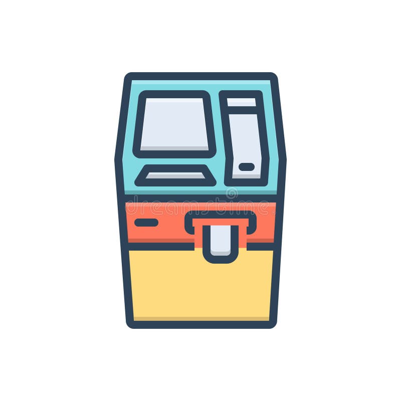 Color Illustration Icon for Cash Machine, Withdraw and Atm Stock ...