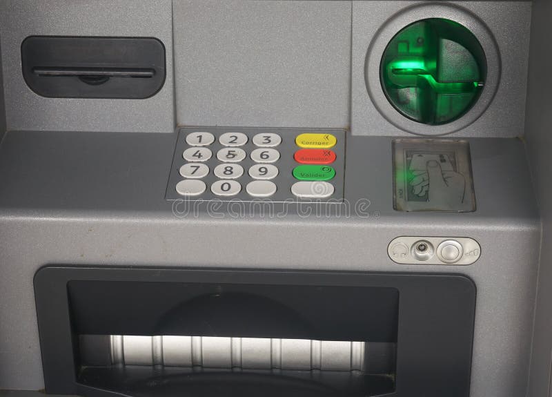 Cash Machine with Keyboard and Card Slot Stock Image - Image of notes ...