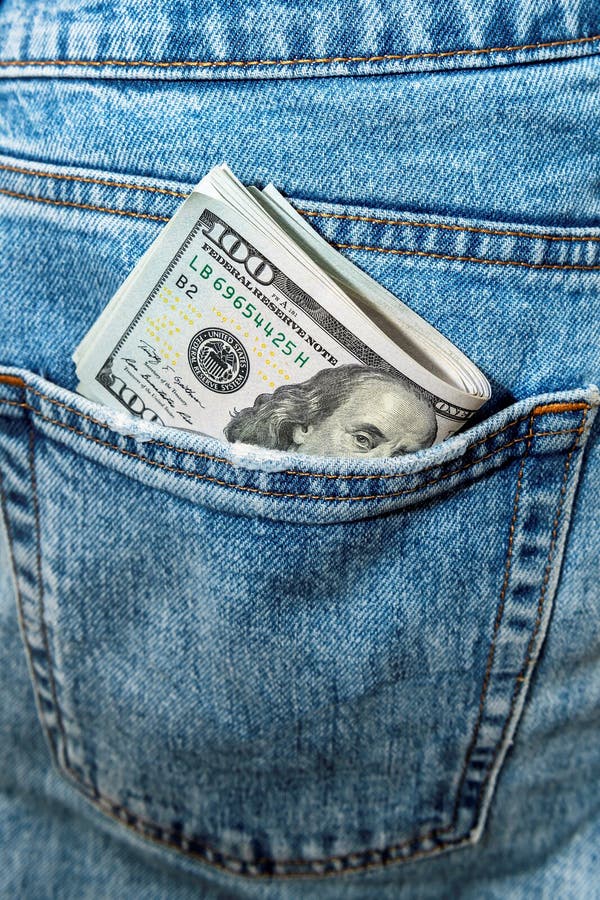 Cash Money Dollars in Pocket Stock Image - Image of concept, banknote ...
